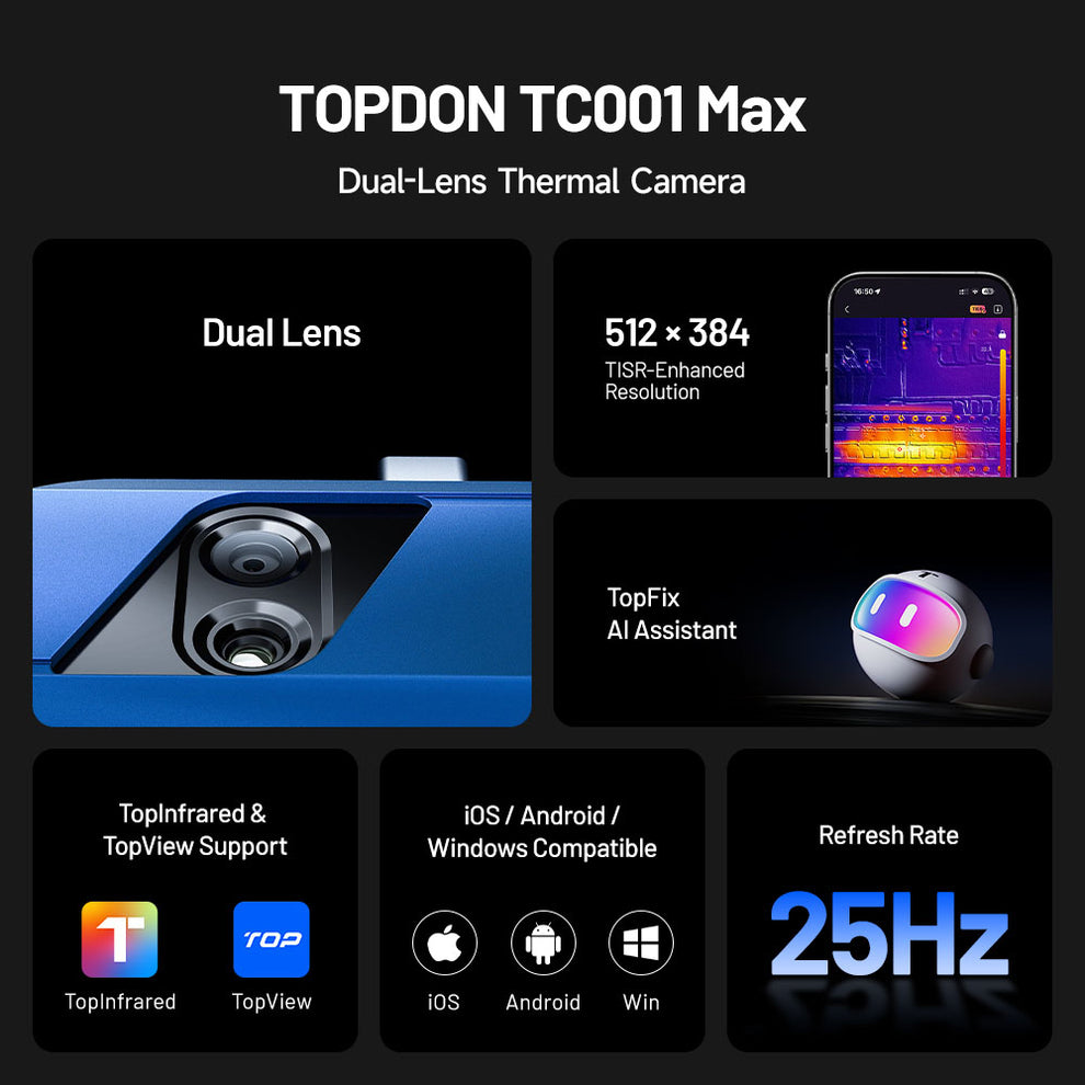TOPDON TC001 Max Dual-Lens Thermal Camera | USB-C, iOS, Android ...